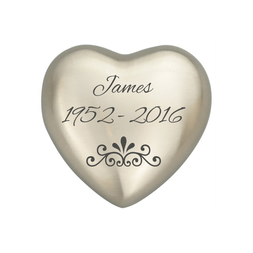 Personalised engraved heart keepsake urns for ashes - Love to Treasure