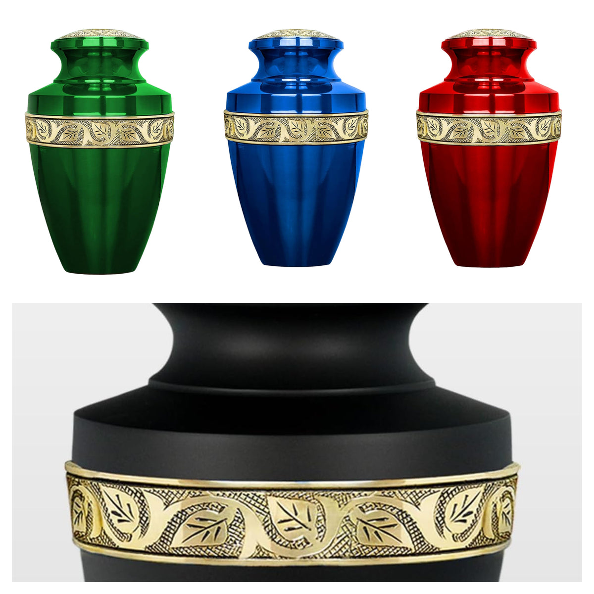 Large Red and Gold Adult Brass Urn with Optional Personalisation – Love ...